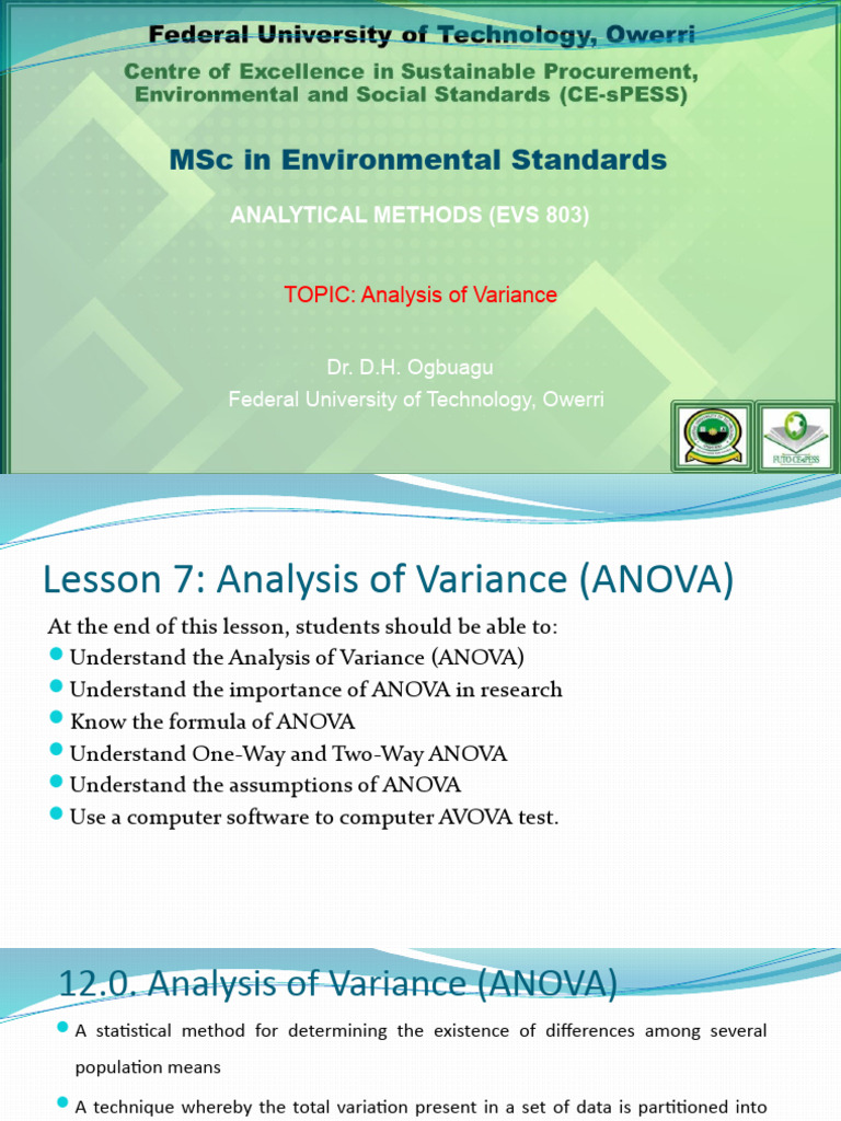 Understanding ANOVA in Environmental Research | PDF | Analysis Of ...