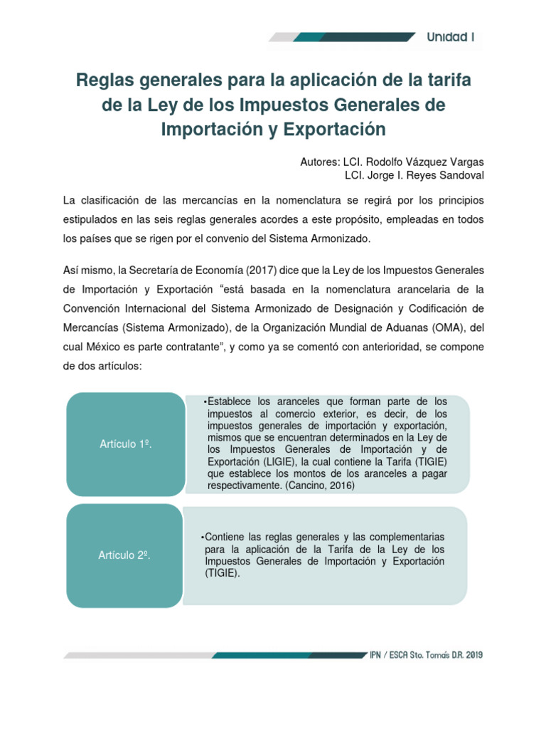 Reglas Generales de la TIGIE | PDF | aduana | Arancel