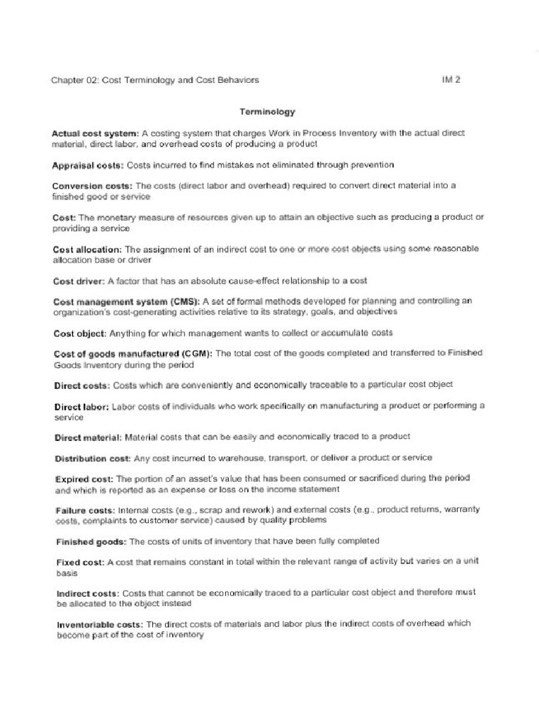 Acct3 - Cost Terminologies | PDF