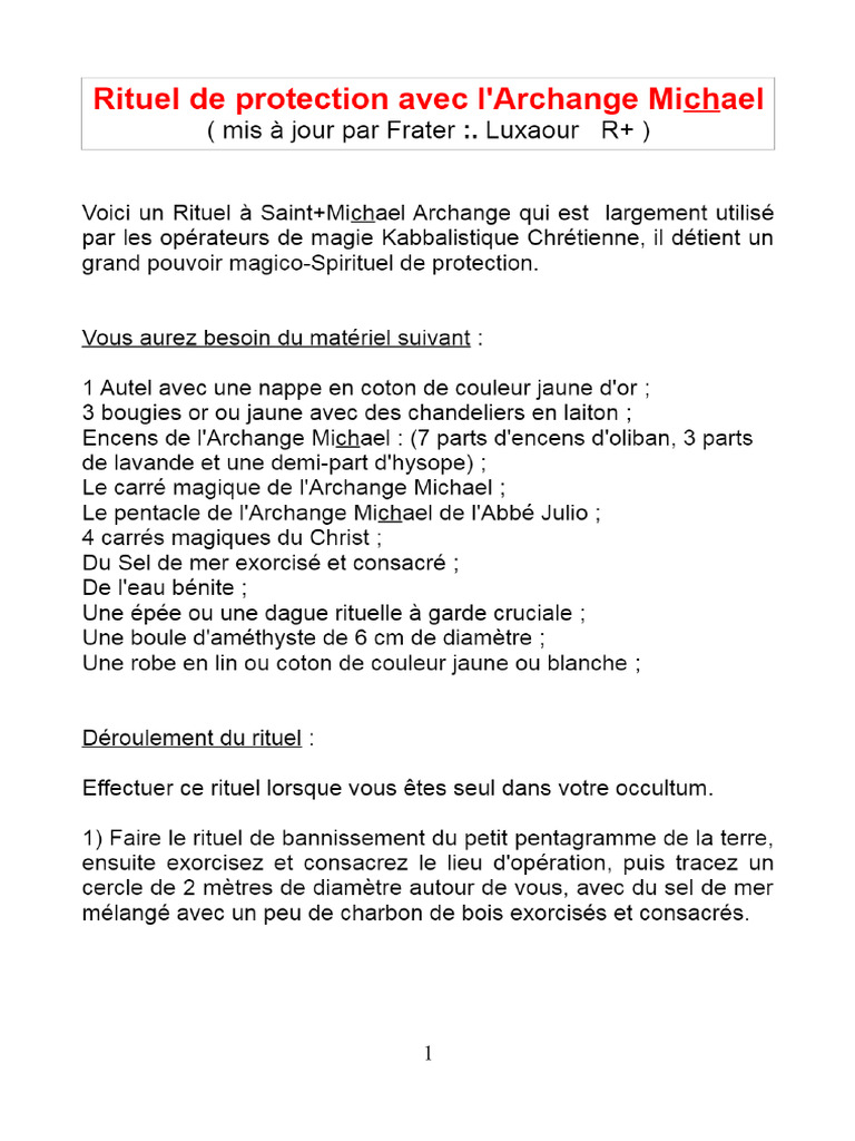 Rituel de Protection Avec L'archange Michael - TOAZ - INFO | PDF