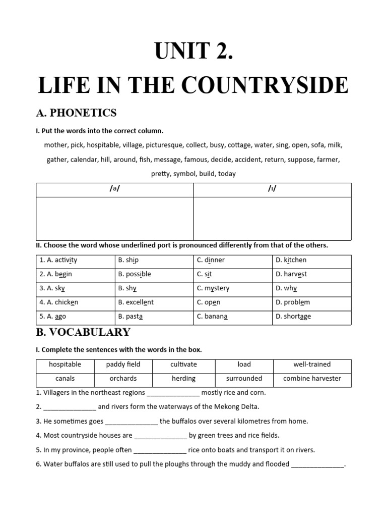 Unit 2. Life in The Countryside | PDF | Rice | Paddy Field