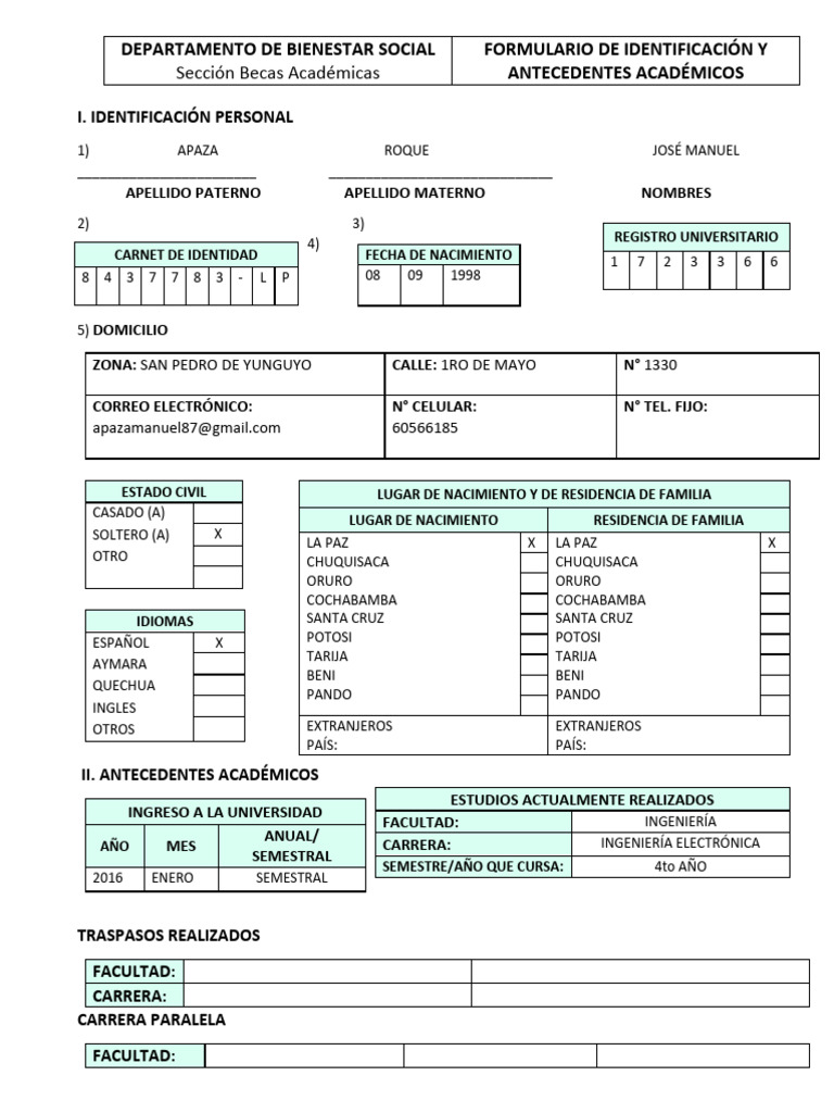 FORMULARIO Bienestar Social | PDF