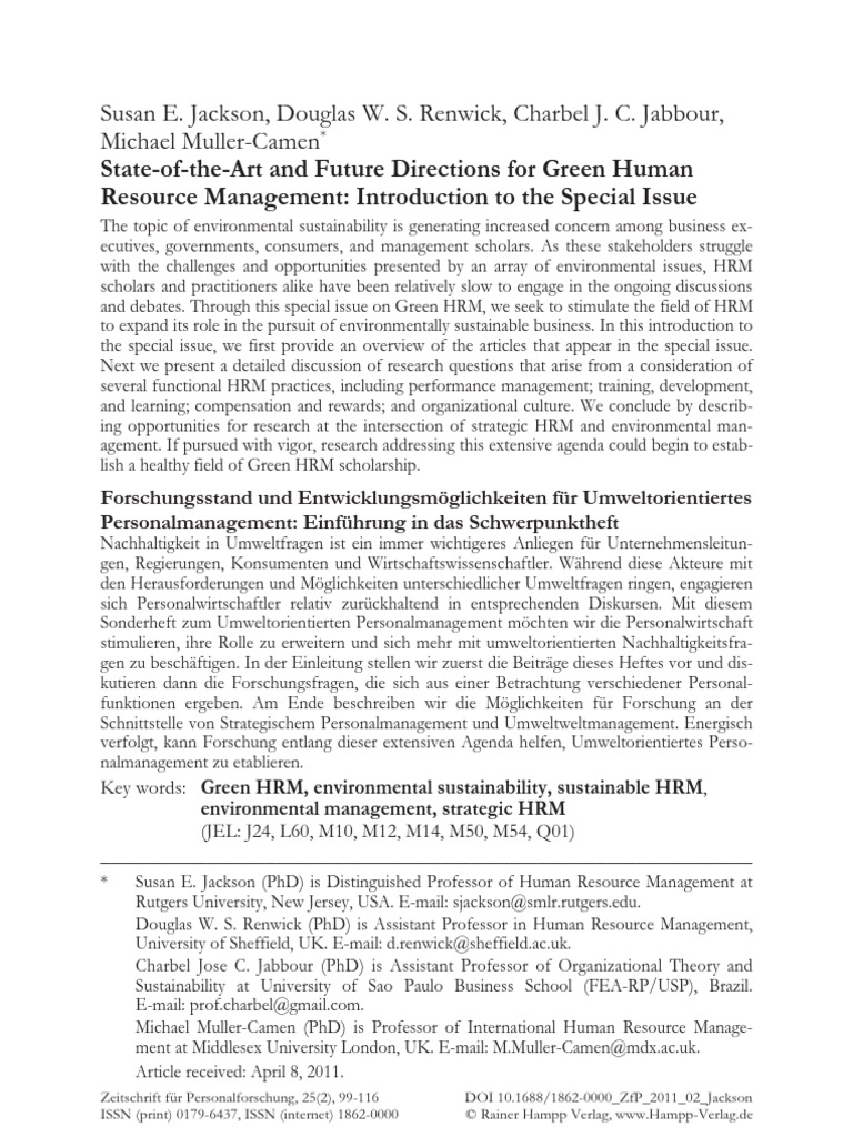 Green HRM Journal | PDF | Environmental Resource Management | Human ...