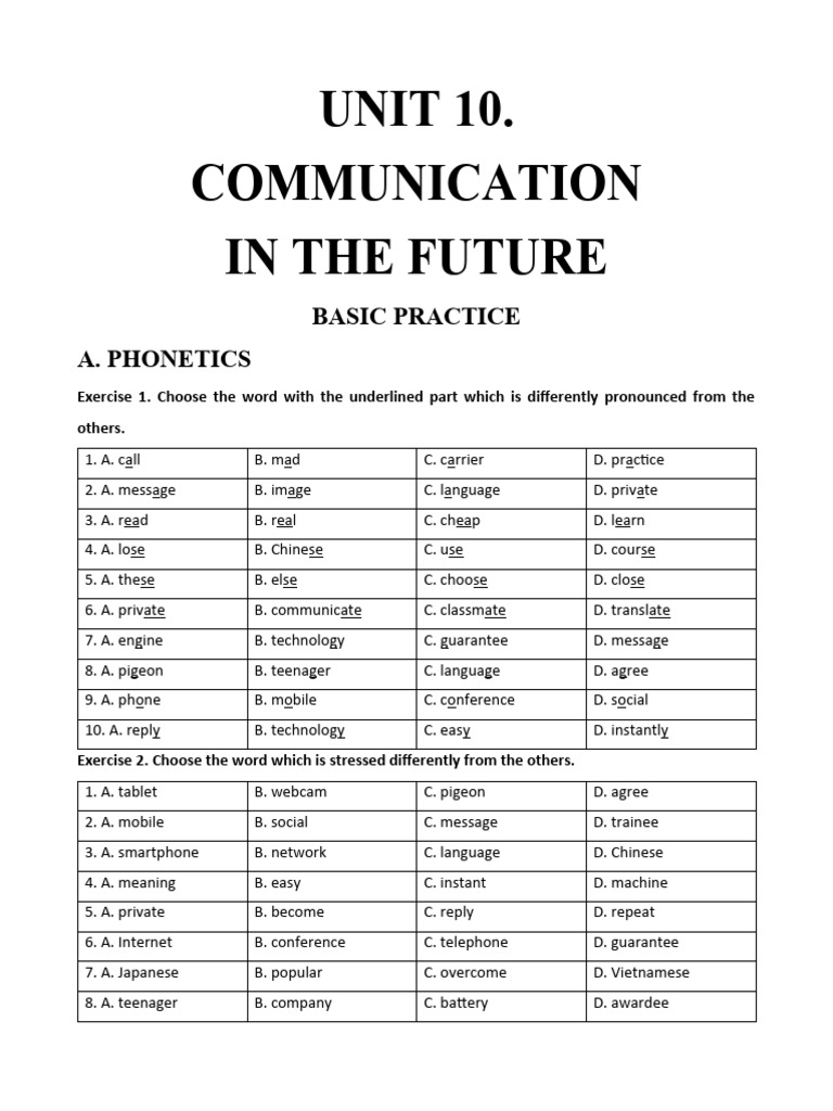 Unit 10. Communication in The Future | PDF | Communication | Text Messaging