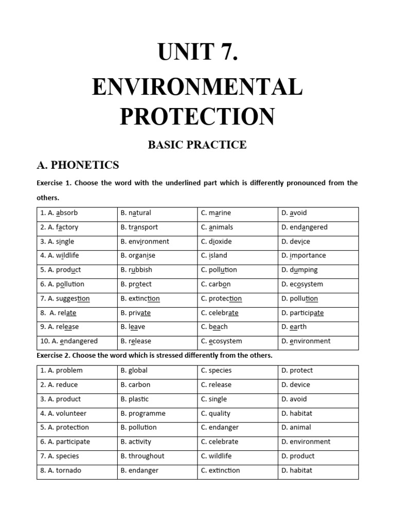 Unit 7. Environmental Protection | PDF | Climate Change | Deforestation