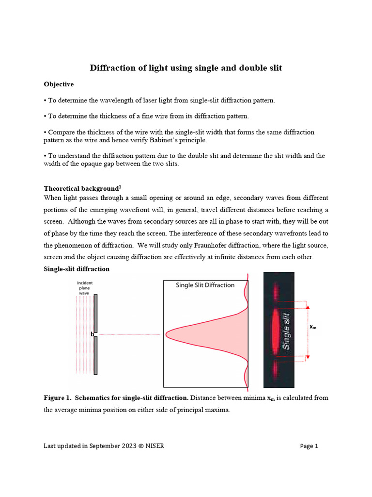 Diffraction of LASER Light Using Various Apertures | PDF | Diffraction | Electromagnetic Radiation