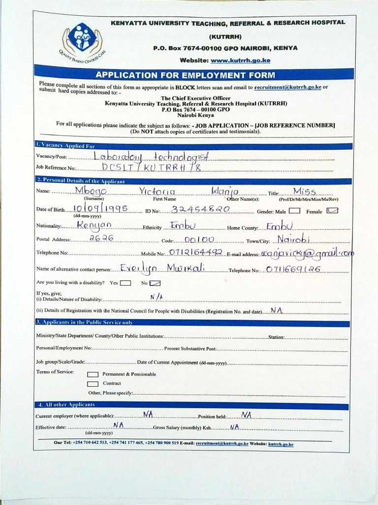 Job Application Form | PDF | Written Communication