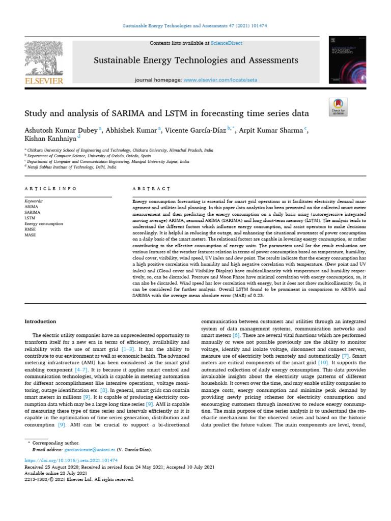SARIMA vs LSTM in Energy Forecasting | PDF | Autoregressive Integrated ...