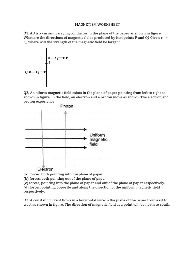 MAGNETISM WORKSHEET | PDF | Magnetic Field | Magnetism