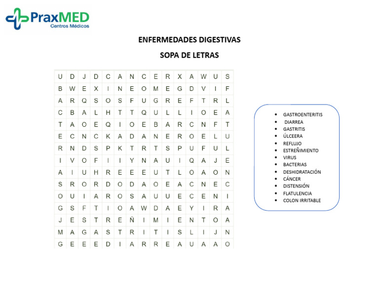 Enfermedades Digestivas Sopa De Letras Pdf