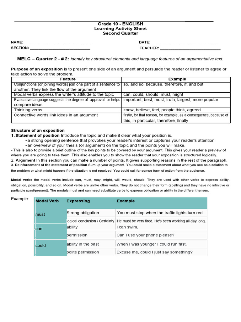 2nd Quarter - Upload | PDF | Verb | Argument