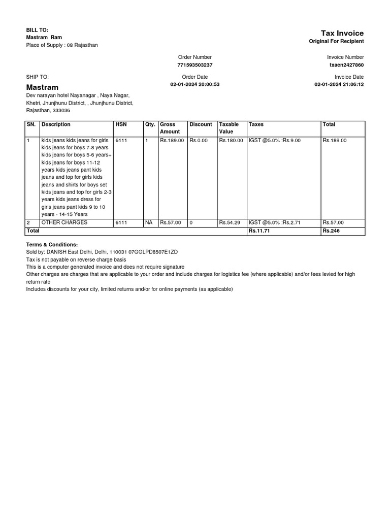 Ms Invoice 771593503237 1 | PDF