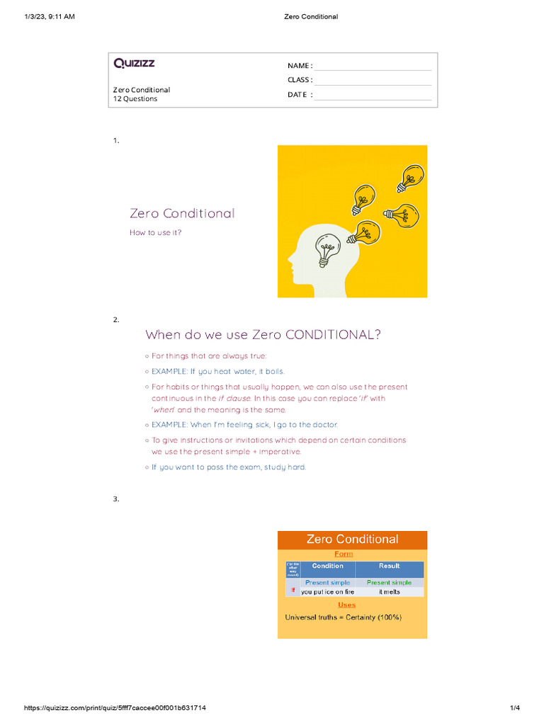 Grade 5 Unit 5-Zero Conditional | PDF