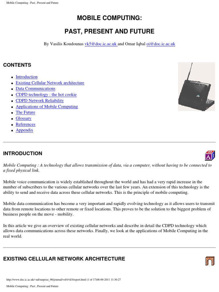 Mobile Computing - Past, Present and Future | PDF | Cellular Network ...