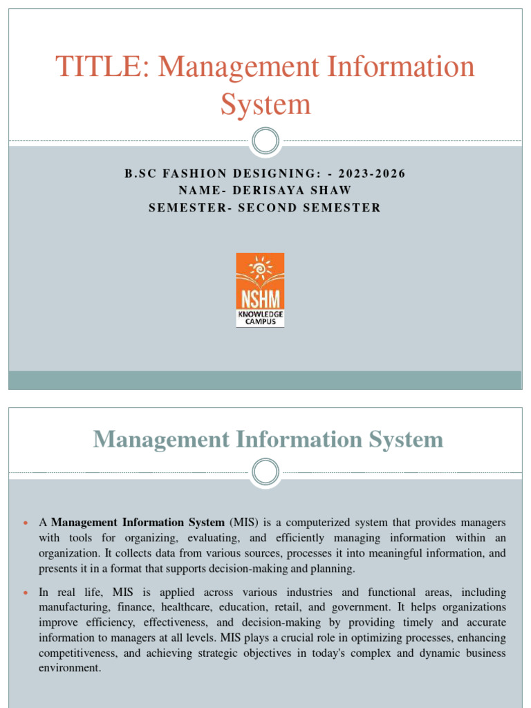 Derisaya Shaw NSHM MIS | PDF | Information | Business