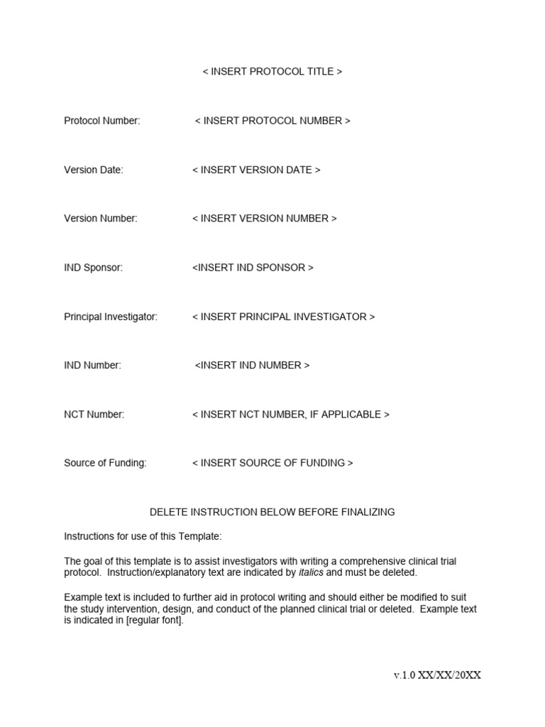 2 Clinical Protocol Template 12.1.20 | PDF | Clinical Trial ...