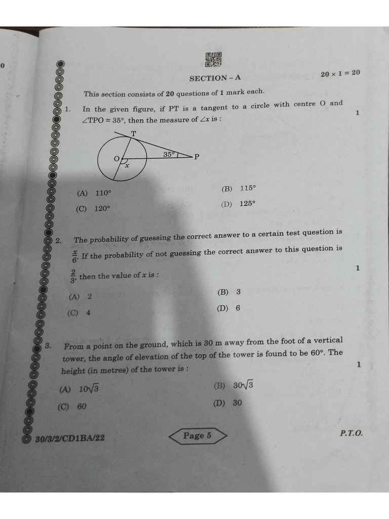 Class X Maths QP 30-3-2 Noida Region (2023-24) | PDF