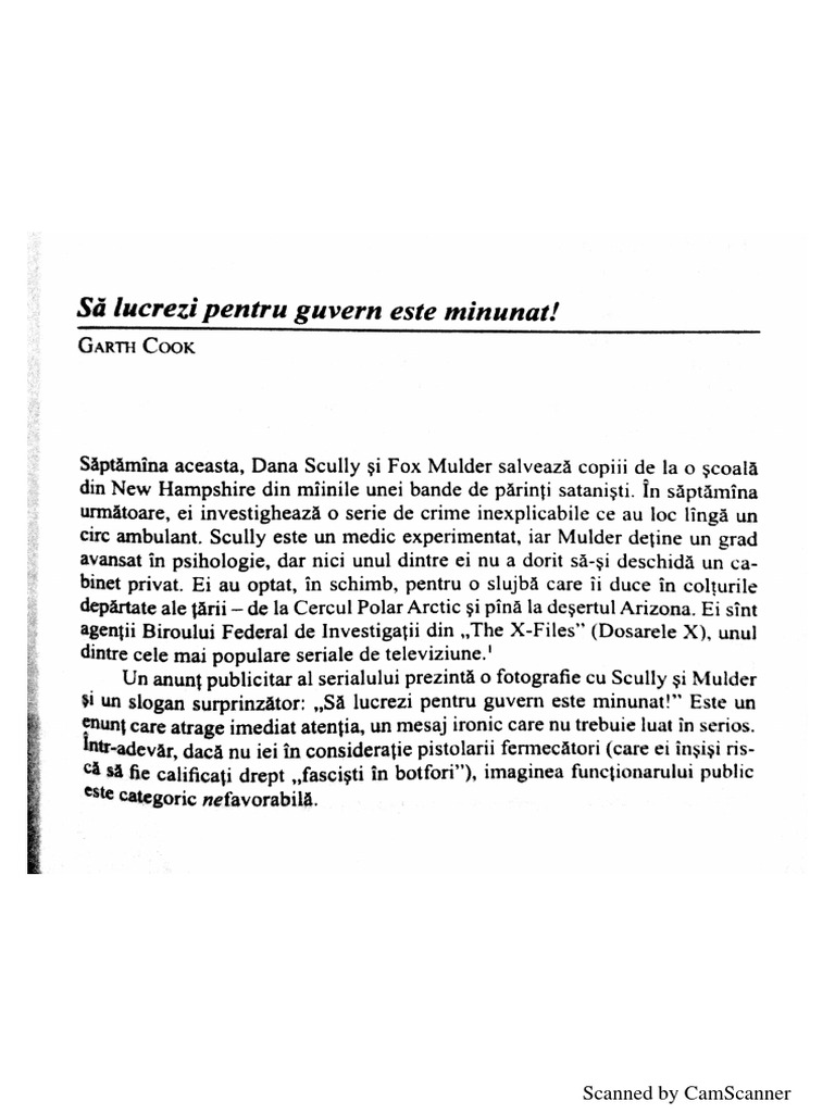 Sa Lucrezi Pentru Guvern Este Minunat | PDF