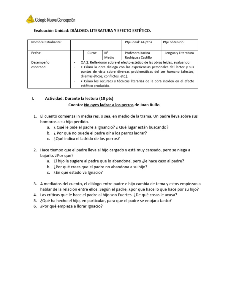 Actividad No Oyes Ladrar Los Perros | PDF | Cuentos