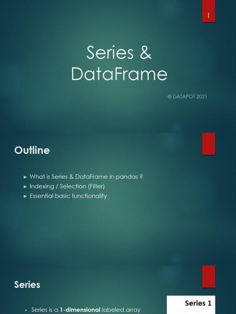 Pandas Series & DataFrame Guide | PDF