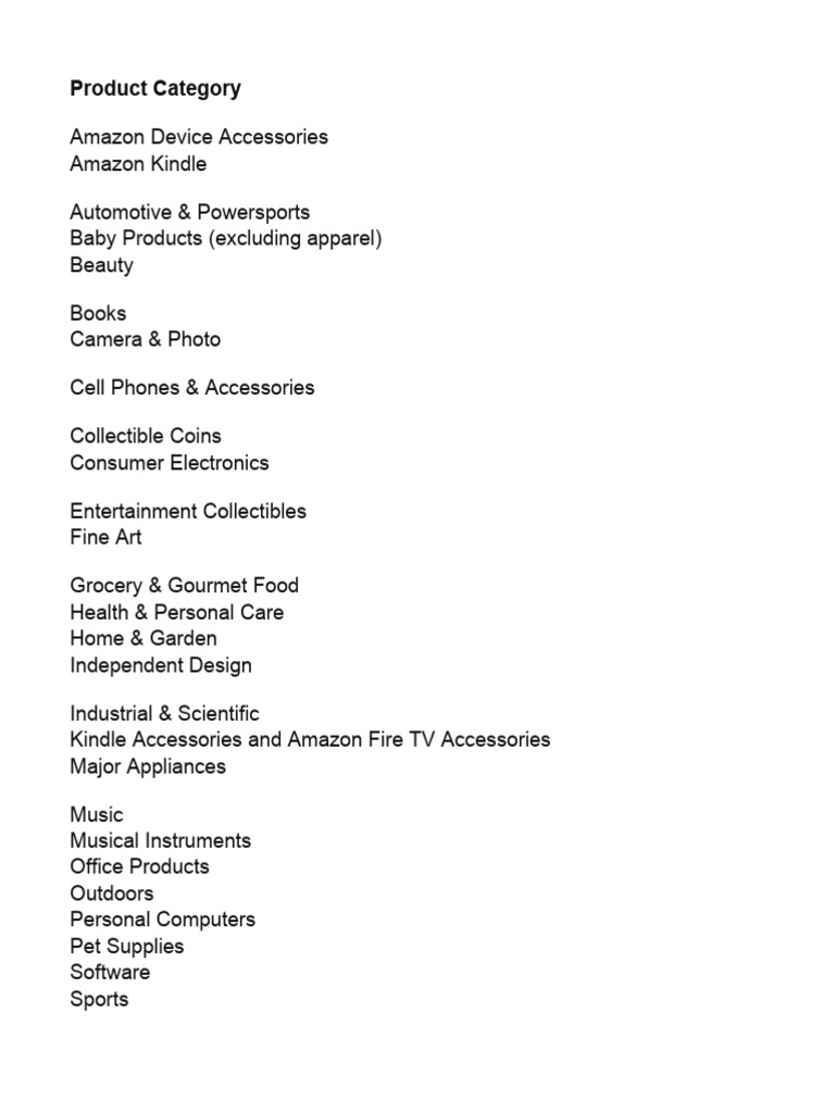Amazon Product Categories Overview | PDF | Consumer Electronics ...