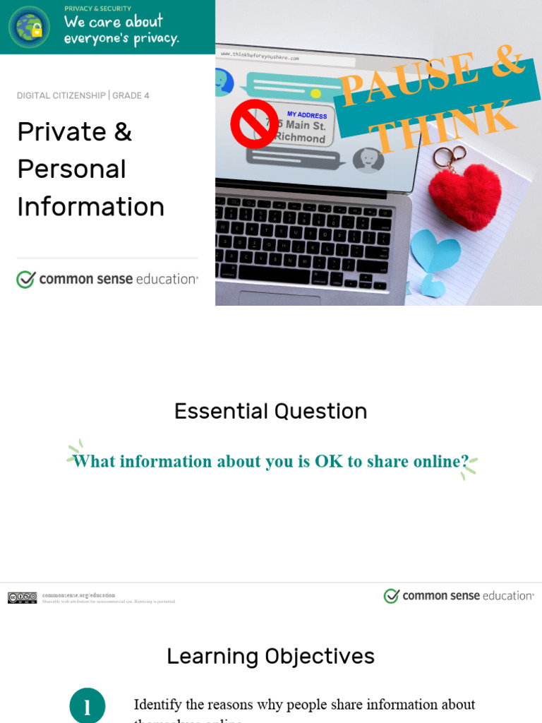 Private and Personal Information - Lesson Slides 1 | PDF | Behavioural ...