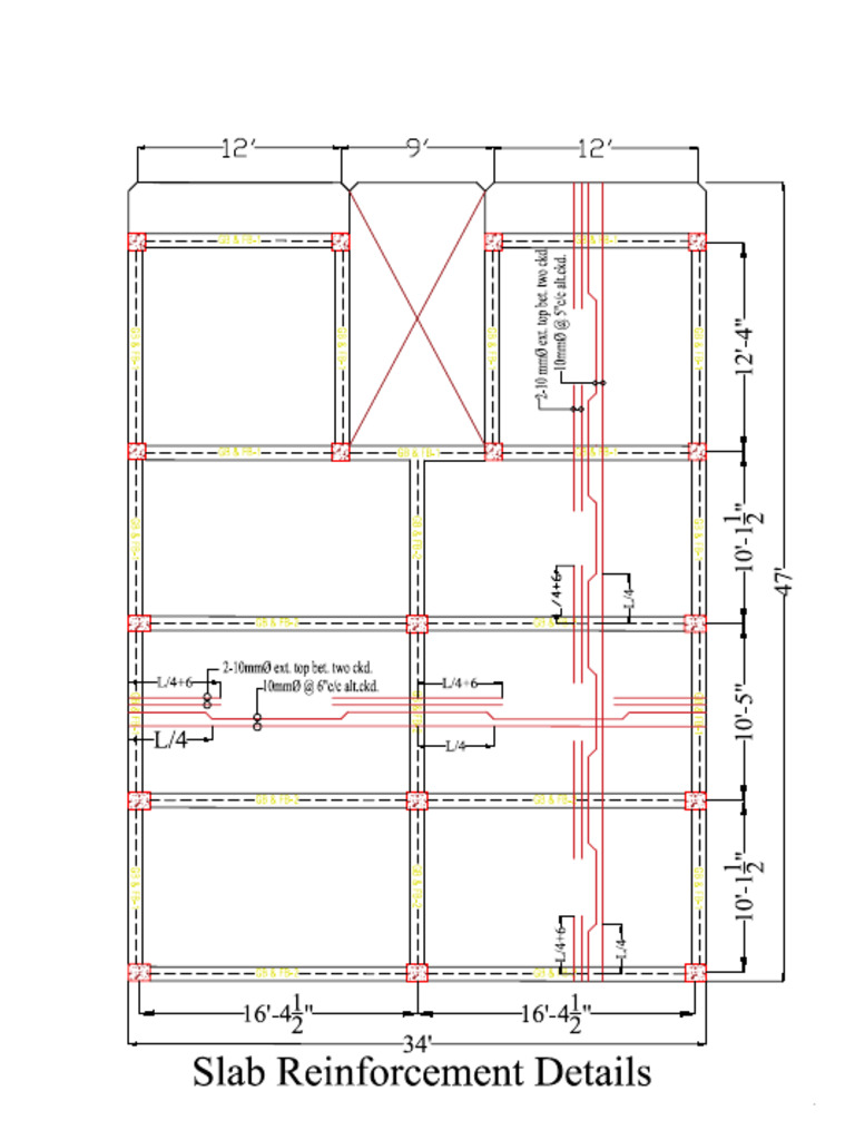 Slab Reinforcement Details: 10mmø at 6"C/C Alt - Ckd. 2-10mmø Ext. Top ...