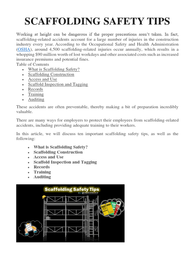 Scaffolding Safety Tips | Download Free PDF | Scaffolding ...