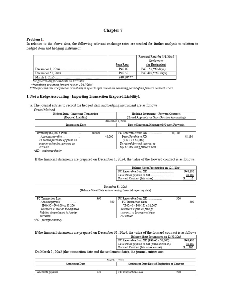 solutionChapter7RevFinal | PDF | Balance Sheet | Hedge (Finance)