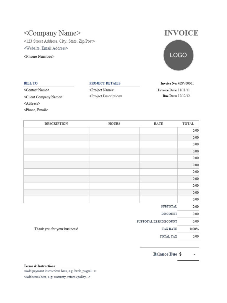 Printer Friendly Invoice Template Excel | PDF | Invoice | Business ...
