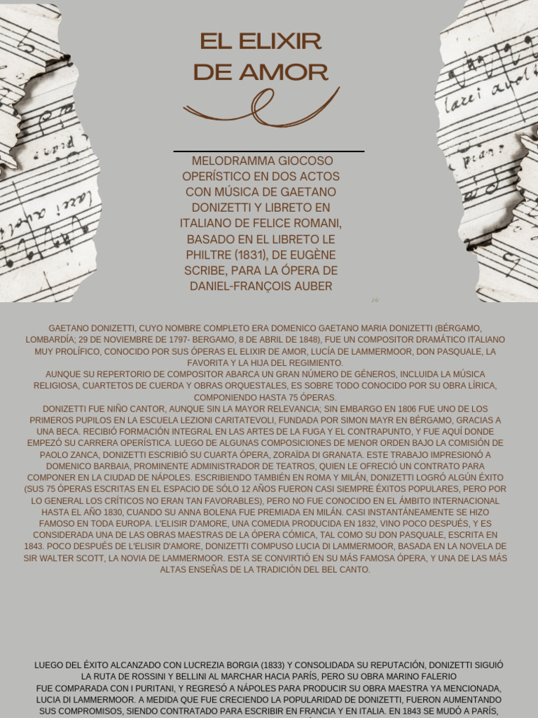 Analisis Elixir de Amor | PDF | Ópera | Música vocal