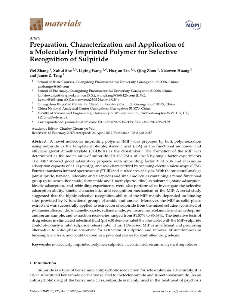 Preparation Characterization and Application of A | PDF | Applied And Interdisciplinary Physics ...