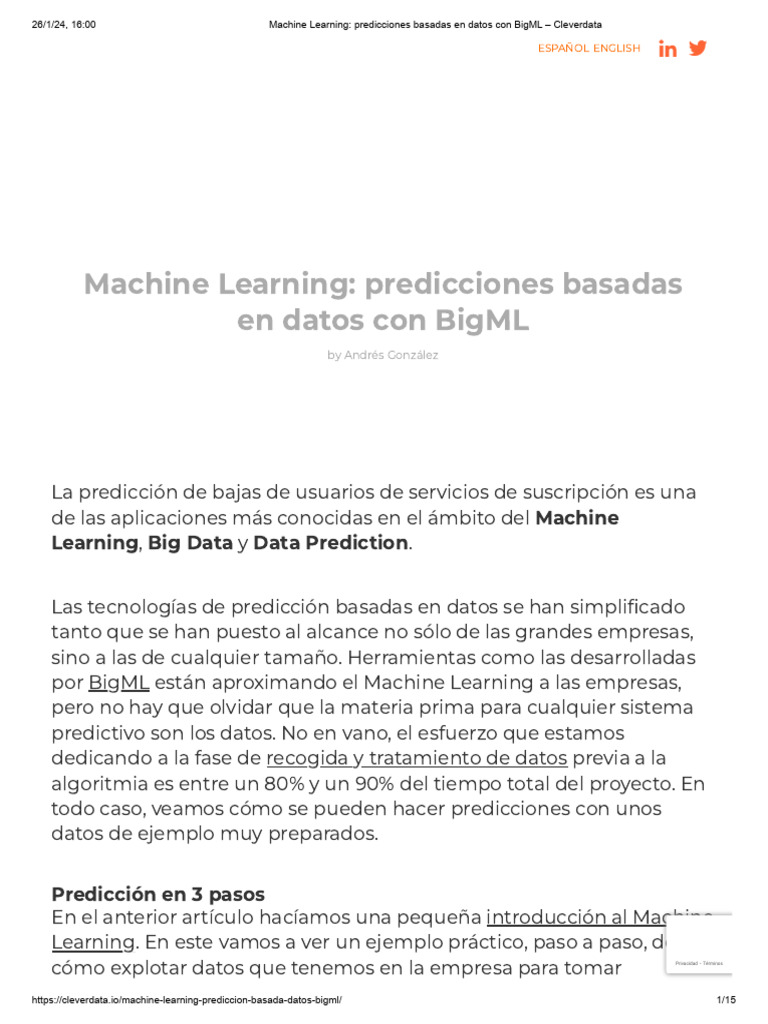 Machine Learning - Predicciones Basadas en Datos Con BigML - Cleverdata ...
