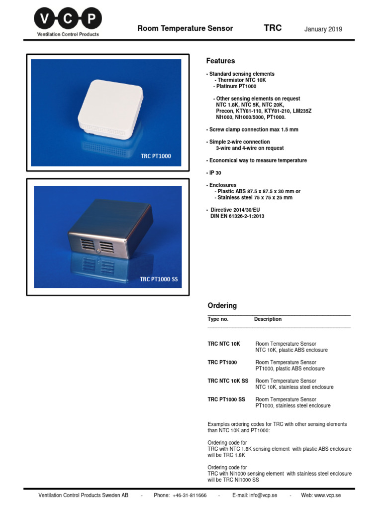 Room Temperature Sensors TRC | PDF | Electrical Engineering | Building ...