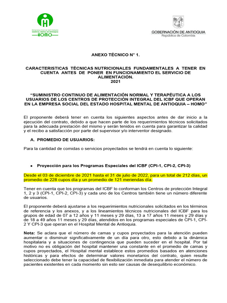 ANEXO-No-1-Caracteristicas-tecnicas-y-nutricionales-2022 | PDF | Residuos | Alimentos