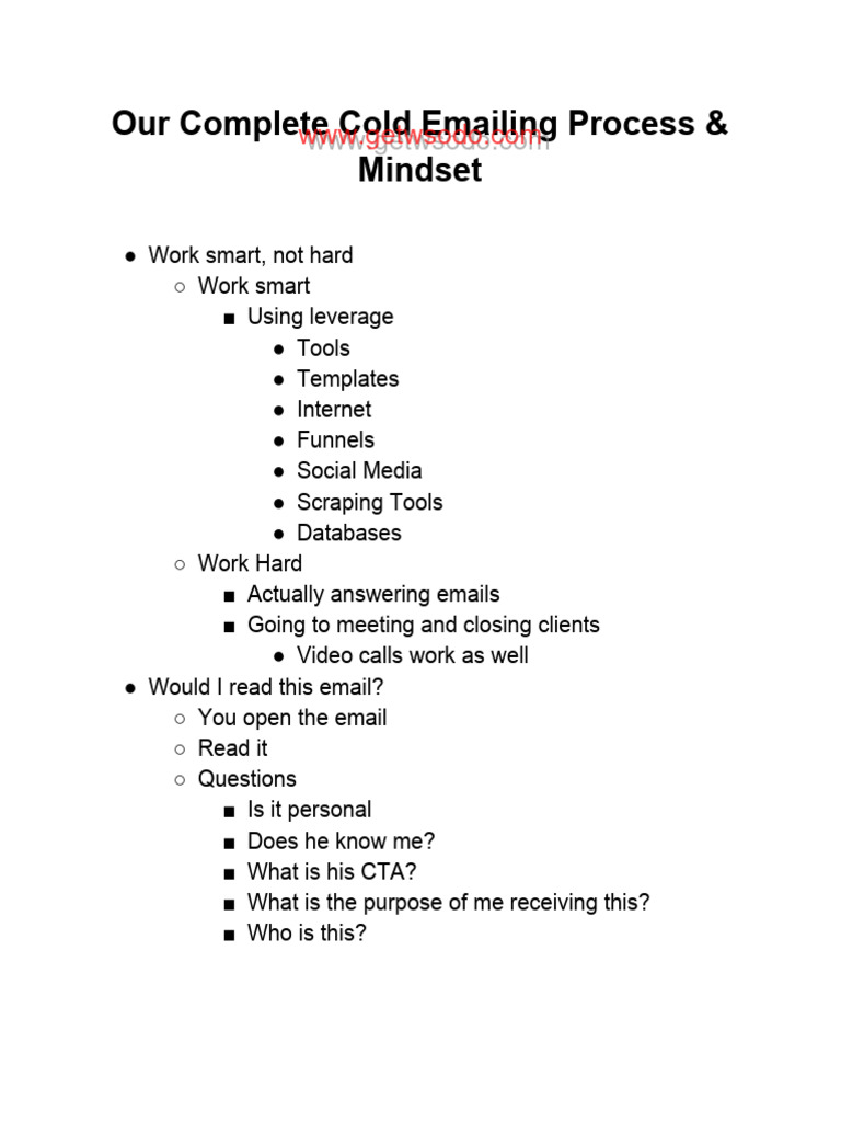 01-Module 2 - Our Complete Cold Emailing Process & Mindset | PDF