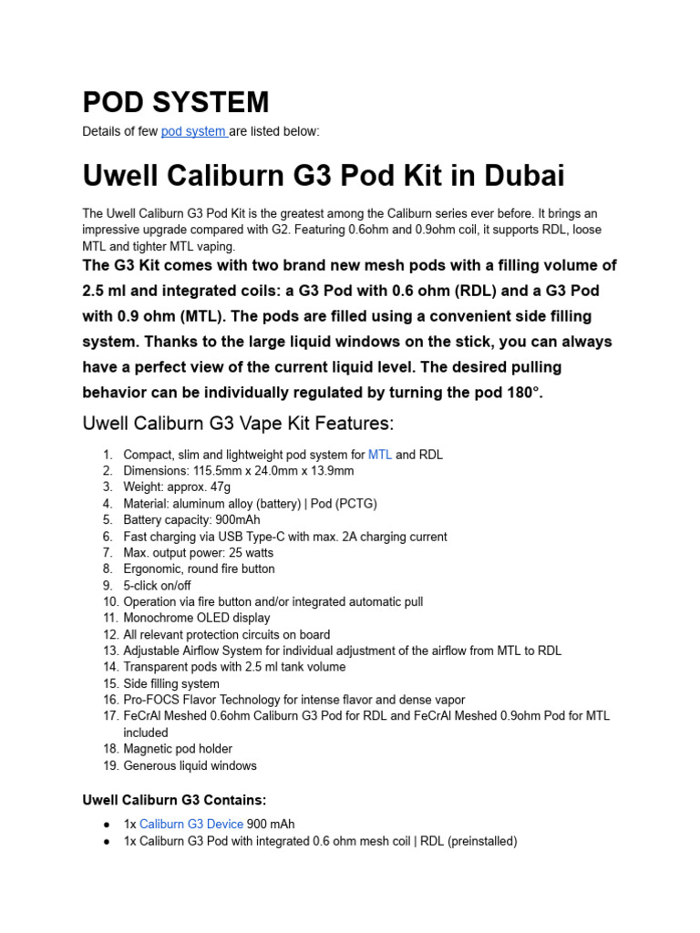 Pod System | PDF | Electricity | Manufactured Goods
