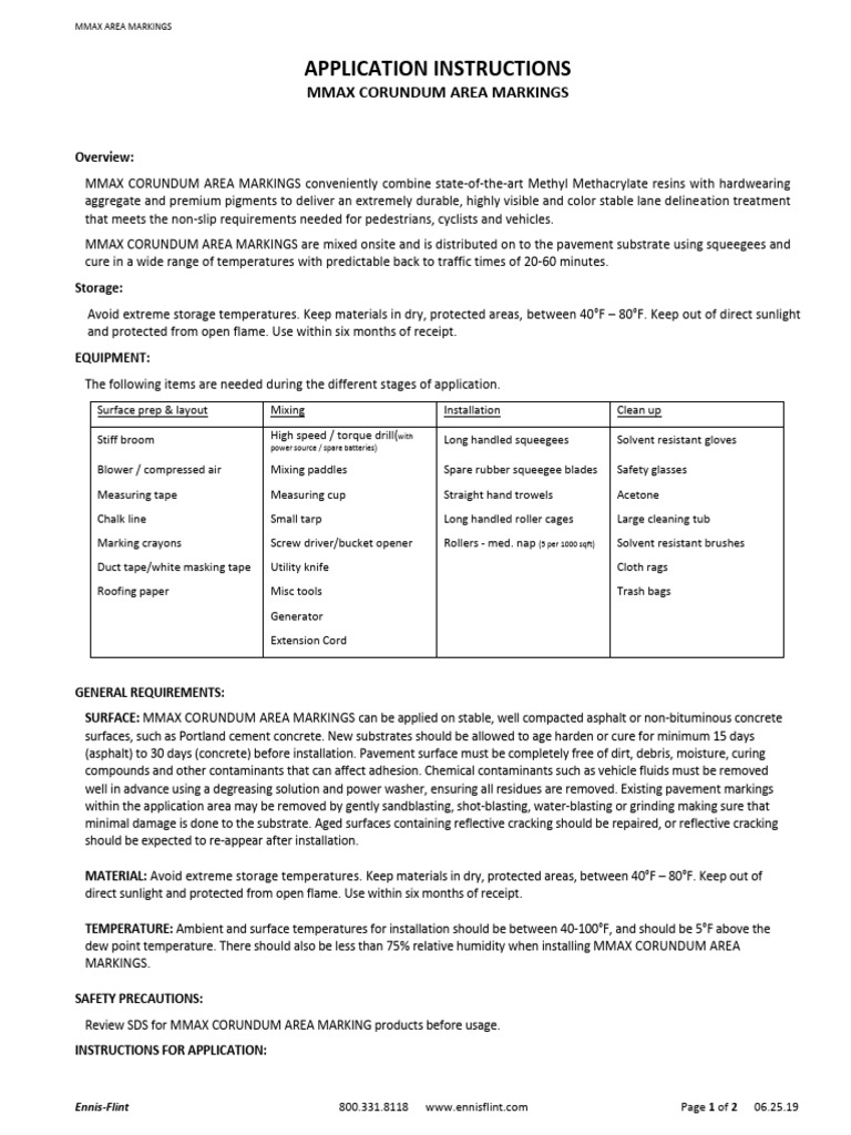 Application Instructions MMAX Corundum Area Markings | PDF | Concrete | Secondary Sector Of The ...