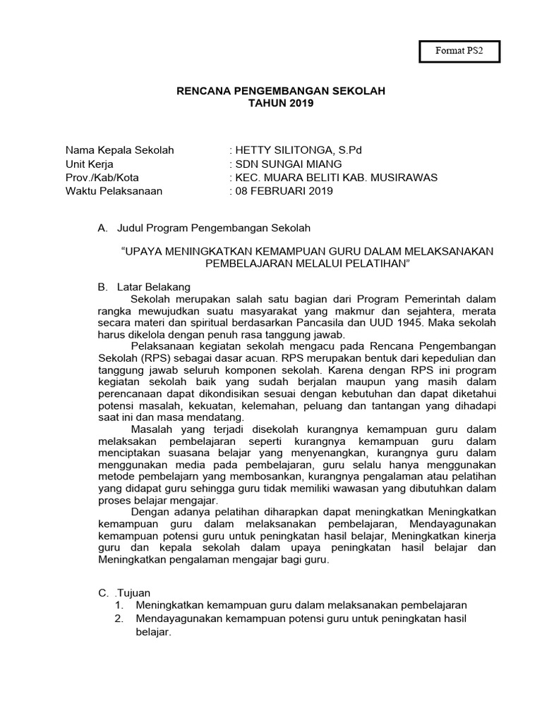 Form PS2 Rencana Pengemb - Sekolah | PDF | Ilmu Sosial