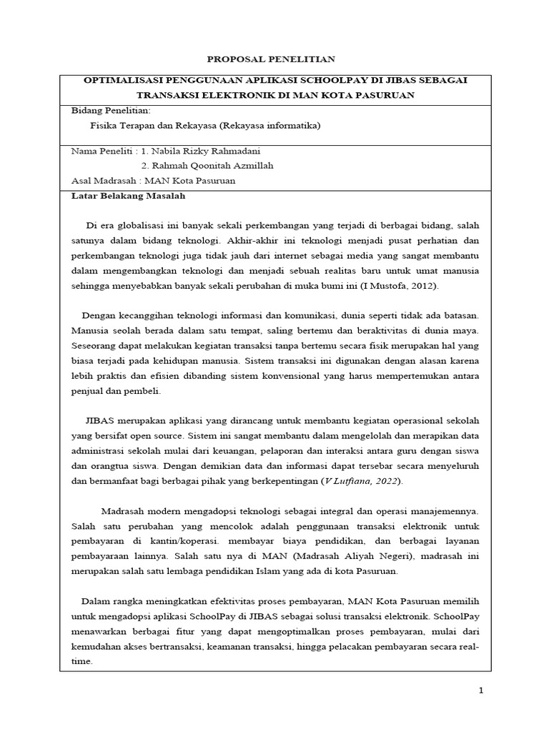 Optimalisasi Penggunaan Aplikasi Schoolpay Di Jibas Sebagai Transaksi Elektronik Di Man Kota ...