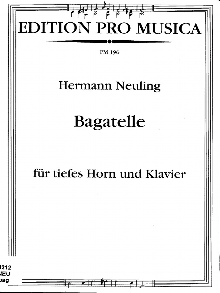 Neuling, H Bagatelle | PDF