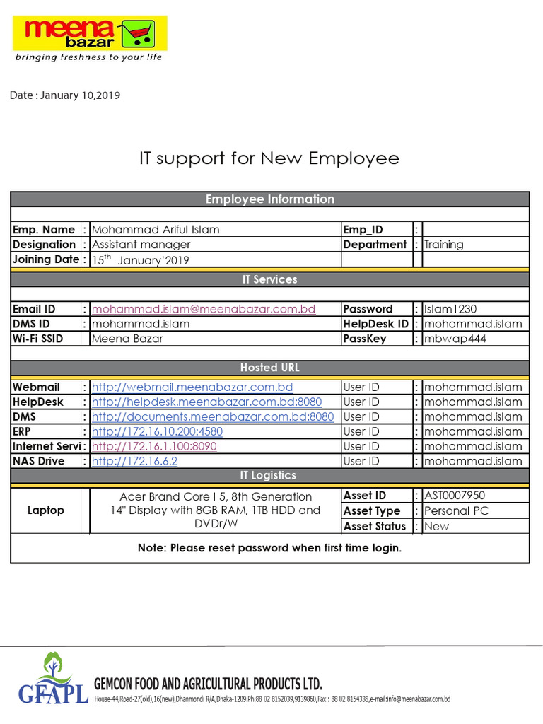 New Employee IT Support | PDF | Internet | Cyberspace