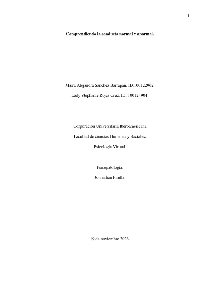 Comprendiendo La Conducta Normal y Anormal | PDF | Trastorno mental ...