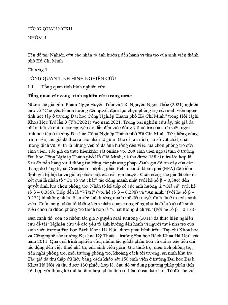 T NG QUAN NCKH - Nhóm 4 | PDF