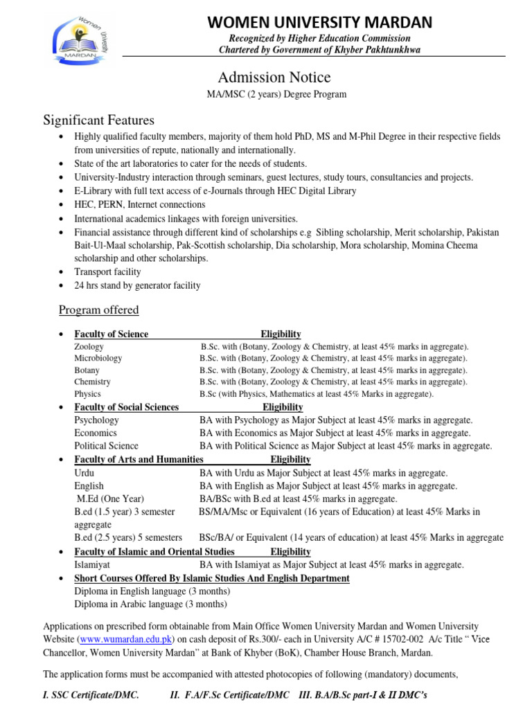 Admission Notice | PDF | Bachelor Of Science | Master Of Science