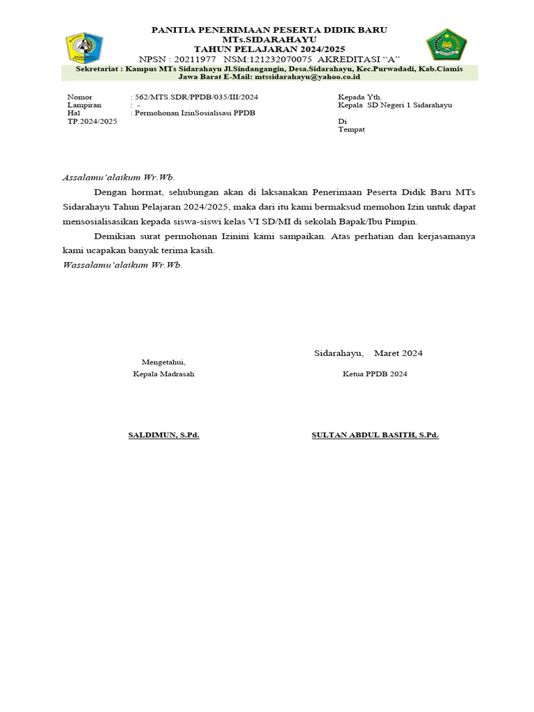 Surat PSB 2024 Ver 2 | PDF