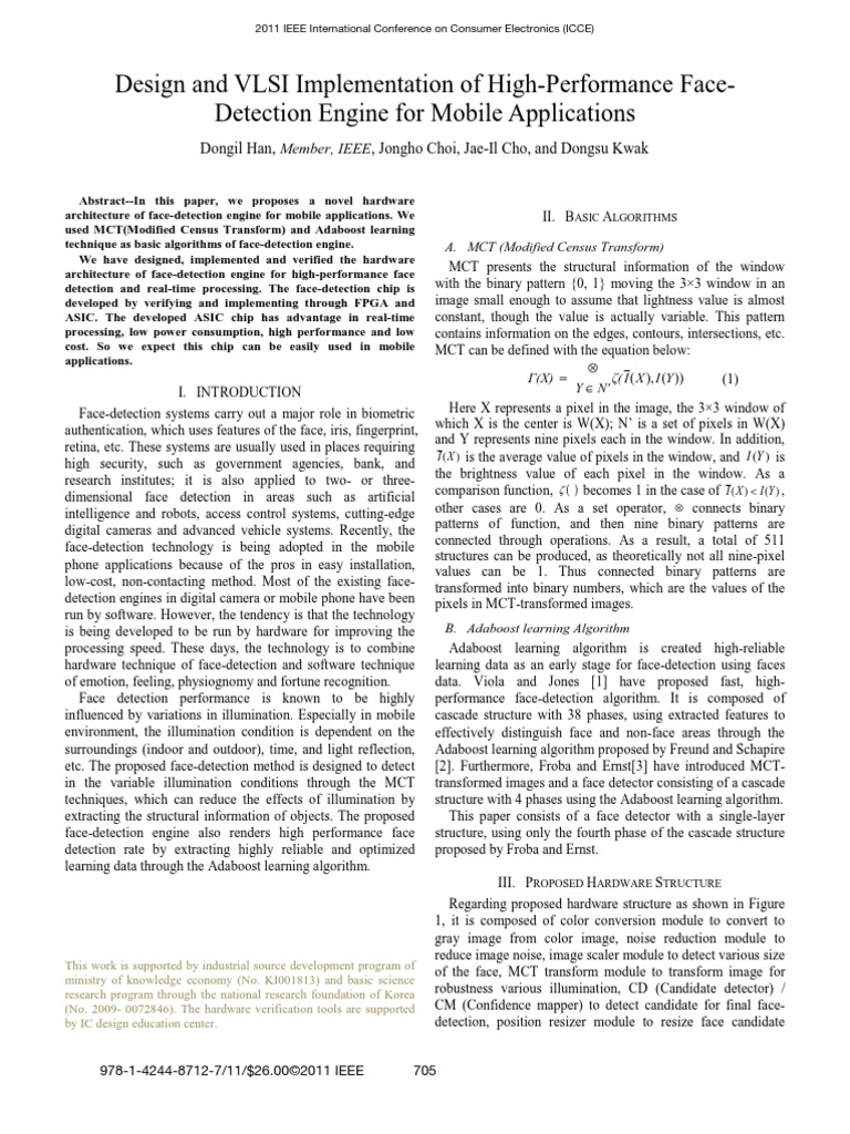 Design And Vlsi Implementation Of High Performance Face Detection Engine For Mobile Applications 
