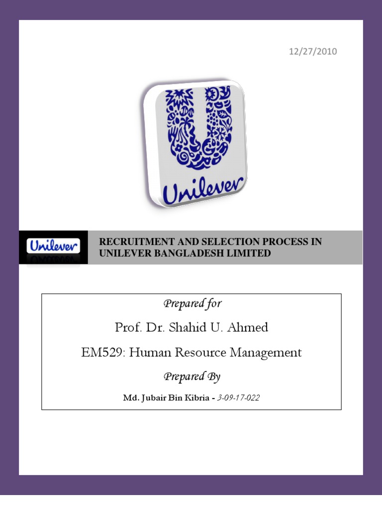Recruitment & Selection of Unilever | PDF | Supply Chain | Employment