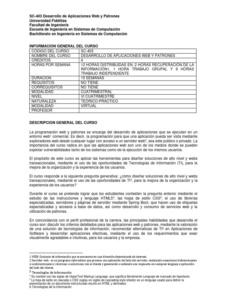 SC-403 Desarrollo de Aplicaciones Web y Patrones | PDF | Evaluación ...