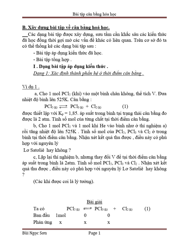 Bai Tap Ap Dung Kien Thuc Can Bang Hoa Hoc | PDF